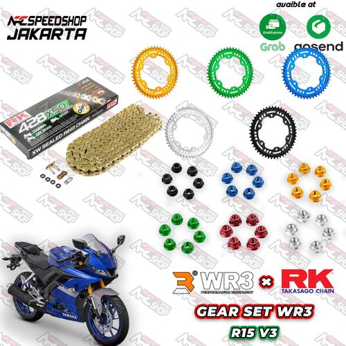 Jual GEAR SET WR3 R15/XSR155/ VIXION RANTAI RK CHAIN 428 XSO GOLD MUR ...