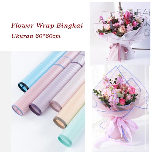 Jual 1LEMBAR Wrapping Bingkai Garis - Flower Wrap -Bahan Buket Bunga ...