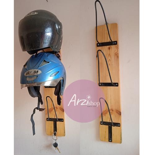 Jual Gantungan Helm/Rak Helm/Rak Gantungan Helm Besi+Kayu/Tempat Helm ...