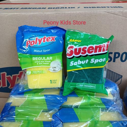 Jual Polytex Susemi sabut spon cuci piring hijau kuning/sponge spons ...