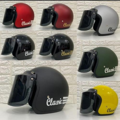 Jual HELM BOGO CLASSIC GARIS RETRO MOTOR DEWASA SNI - HITAM DOP -murah ...