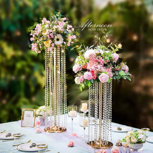 Jual Vas Bunga Crystal Table Tall Centerpiece Flower Vase Holder 60 CM ...