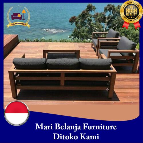 Jual Sofa Teras Tamu Outdoor Sofa Cafe Sofa Bed Kayu Jati Minimalis 3 1 ...
