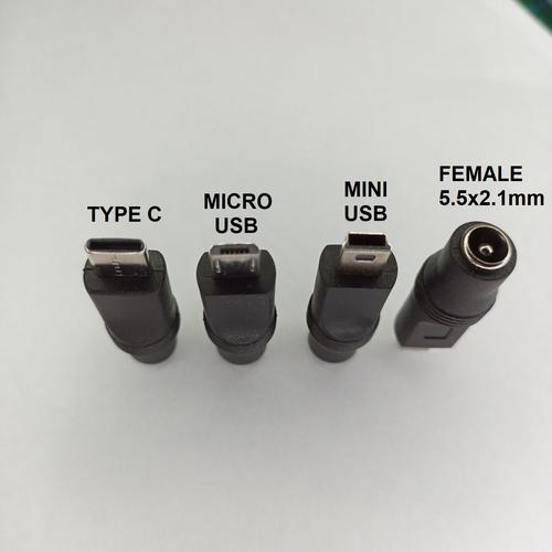 Jual Adapter DC Jack 5.5x2.1mm Female to Micro USB Mini USB Type C - DC ...