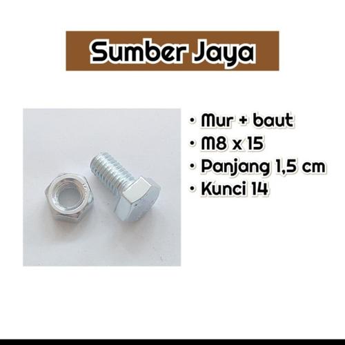 Jual Mur Baut 8 x 15 Pala Baut 14 | Baut Siku Lubang | Baut Siku Bolong ...