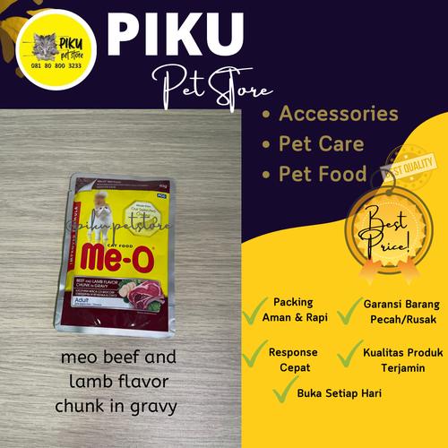 Jual Meo Pouch Adult Beef and Lamb Flavor Chunk in Gravy - Kota ...