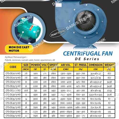 Jual centrifugal blower cke CFS-DES27/1-No size 10.8 " - Jakarta Utara ...