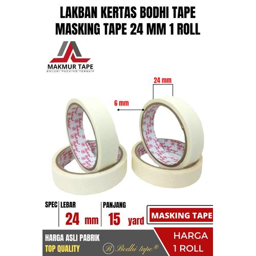 Jual MASKING TAPE / LAKBAN KERTAS 24MM X 15YARD BODHI TAPE PER-ROLL ...