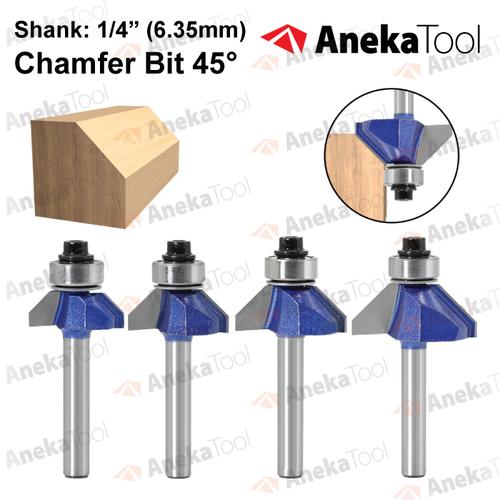 Jual Mata Router 45° Chamfer Bit Bevel Trimmer Shank 1/4 Inch (6.35mm ...