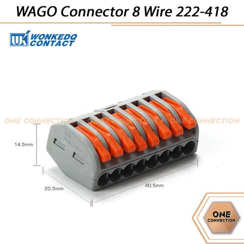 Jual WAGO Connector 8 Wire 222-418 Compact Terminal Block Lever Cage ...