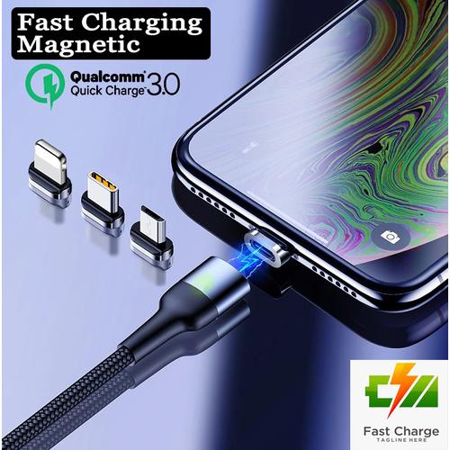 Jual Kabel 3in1 magnetic magnet iphone android charger fast charging ...
