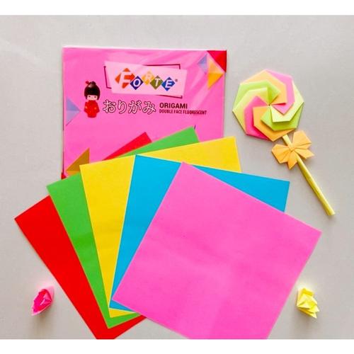 Jual Kertas Lipat Origami Warna DuaSisi Double Face Fluorescent Paper ...