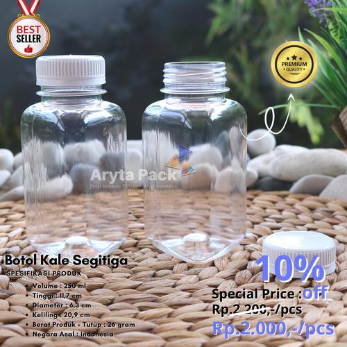 Jual PET1122. Botol plastik 250ml pet minuman segitiga tutup segel ...