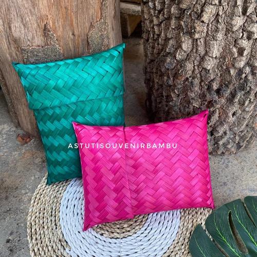 Jual dompet kotak souvenir anyaman kerajinan bambu warna warni ...