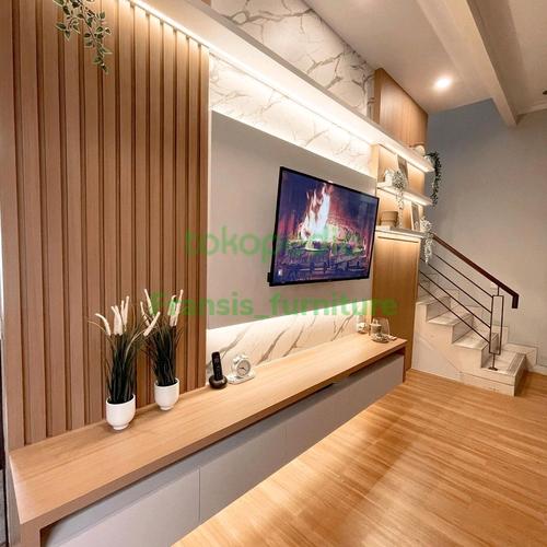 Jual backdrop tv gantung minimalis meja tv hpl marmer multiplek ...