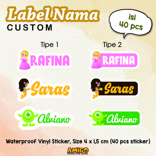 Jual Stiker Nama Anak Cute Stiker Cutting Stiker Label Nama Stiker ...