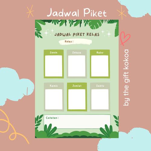 Jual Jadwal Piket Kelas / Picket Schedule - code 3, Kertas Sticker ...