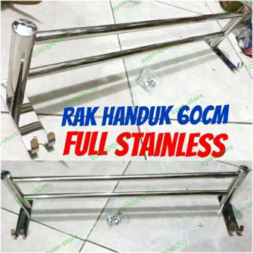 Jual RAK GANTUNGAN HANDUK FULL STAINLESS STEEL 2 BARIS 60CM KAPSTOK ...