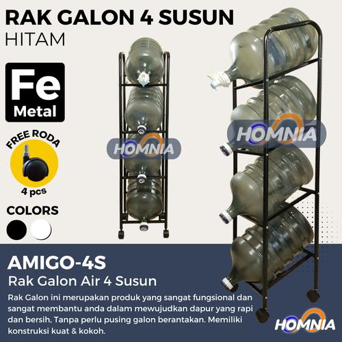 Jual Rak Galon Air Minum Besi 4 Susun Ekonomis Beroda / Rak Galon 4 ...