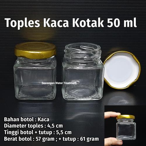 Jual Toples Kaca 50 ml kotak / toples Kaca kotak 50 ml / Jar Square 50 ...