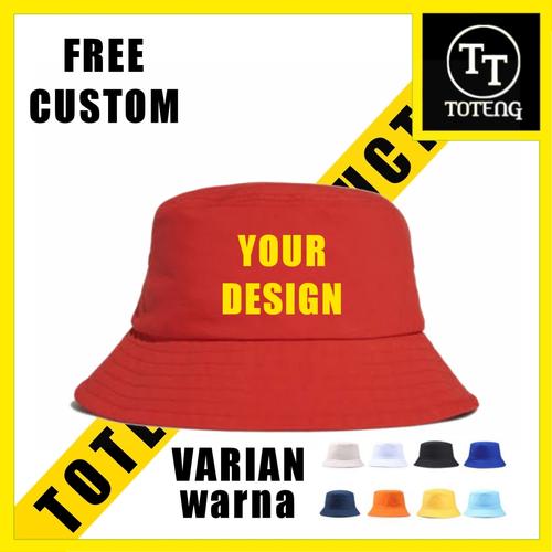Promo topi bucket hat BEBAS CUSTOM sablon pria - Kab. Bogor ...
