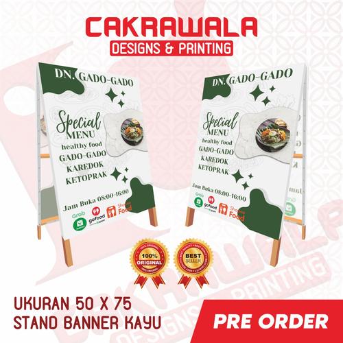 Jual STAND BANNER KAYU UKURAN 50 X 75 - STANDING BANNER SEGITIGA KAYU ...