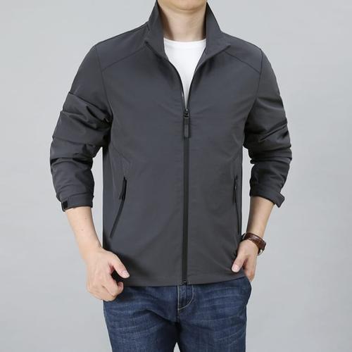 Jual jaket pria casual trend terbaru katun premium - abu tua, S - Kab ...