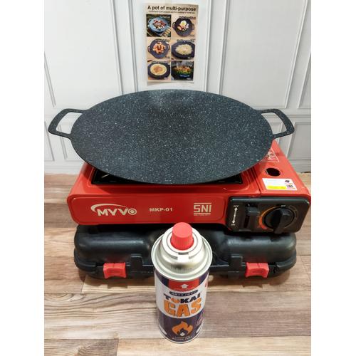 Jual Paket BBQ Kompor Portable + Grillpan Bulat Datar + 1 Tabung Gas ...