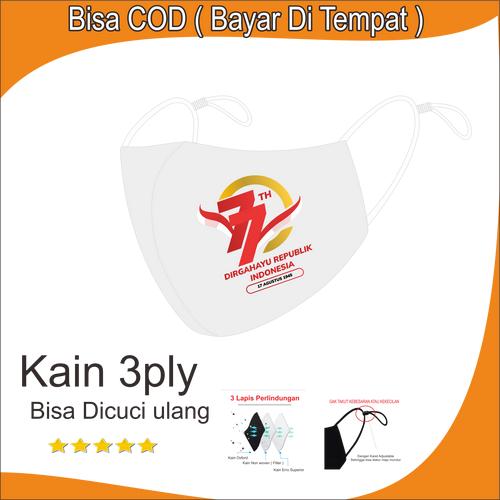 Jual Masker Kemerdekaan RI kain 3 Lapis logo 77 Indonesia merdeka - 1 ...
