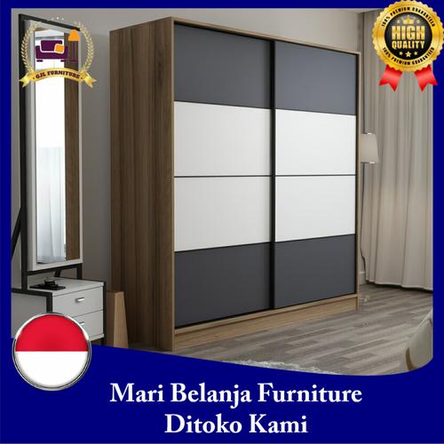 Jual Lemari Pakaian Almari Baju 2 Pintu Besar Sliding Kayu Jati ...