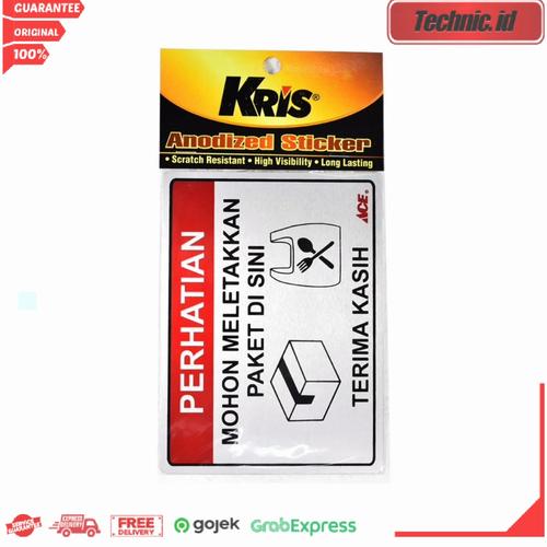 Jual Kris Stiker Anodized Letakkan Paket Di Sini Sticker Informasi ...