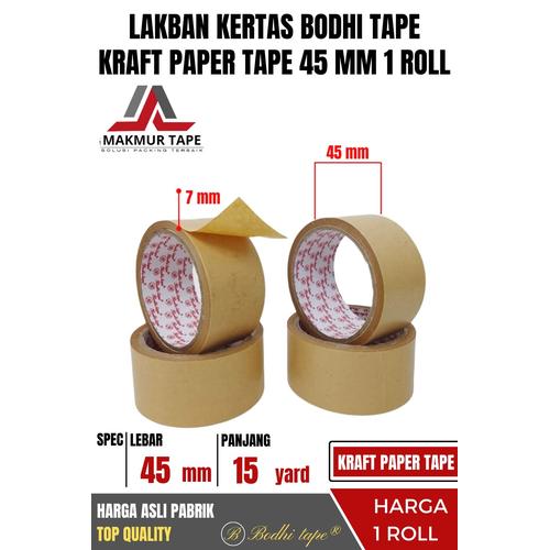 Jual LAKBAN KERTAS KRAFT PAPER TAPE 45MM X 15 YARD BODHI TAPE 1 ROLL ...