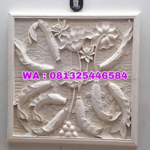 Jual Relief batu paras hiasan dinding 9 ikan koi - Kab. Gunungkidul ...
