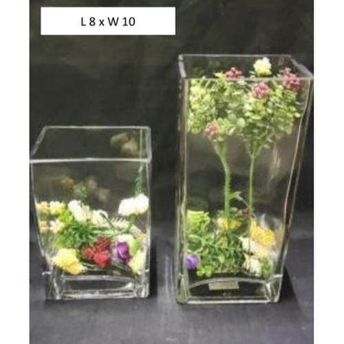 Jual vas bunga kaca kotak tinggi elegan pot bunga kotak berat kuat ...
