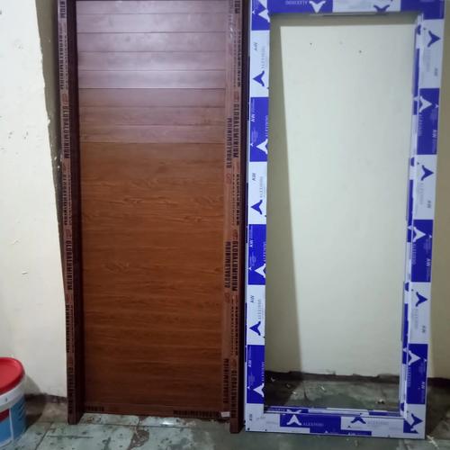 Jual kusen aluminium plus daun pintu warna urat kayu 1 set - Kota ...