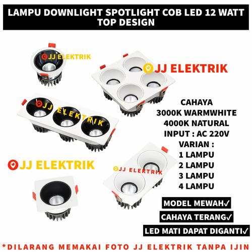 Jual Lampu Downlight Sorot Plafon Spotlight 12W 12 Watt X 1/2/3/4 LED COB - WarmWhite-3000K, 1 ...