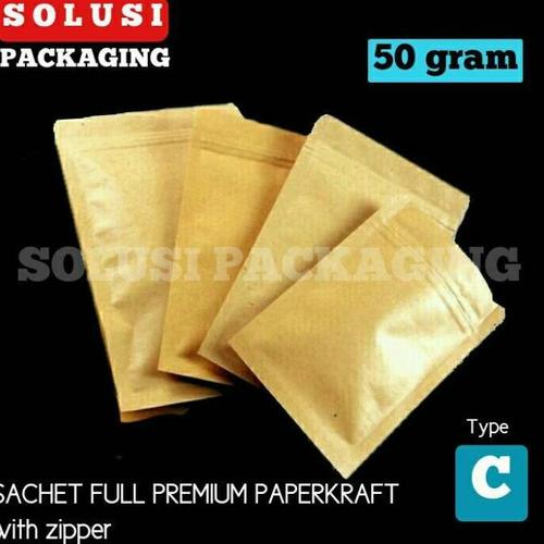Jual SACHET PREMIUM PAPERCRAFT 50GR WITH ZIPPER/KEMASAN KOPI/PLASTIK ...