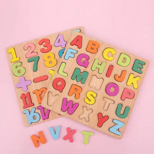 Promo FG Puzzle ABC dan Number Chunky Puzzle Kayu 3D Puzzle Huruf dan ...