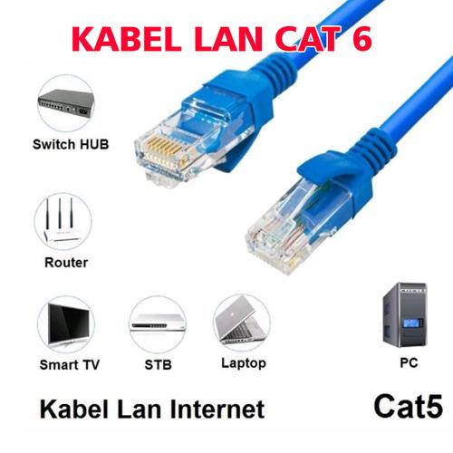 Jual Kabel LAN CAT 6 RJ45 UTP Ethernet 1.5M 3M 5M 10M 15M 20M 25M Cat6 - 20M - Jakarta Barat ...