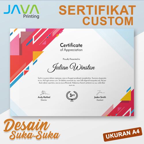 Jual Cetak Sertifikat Custom-Certificate-Cetak Piagam-Cetak Full Color ...