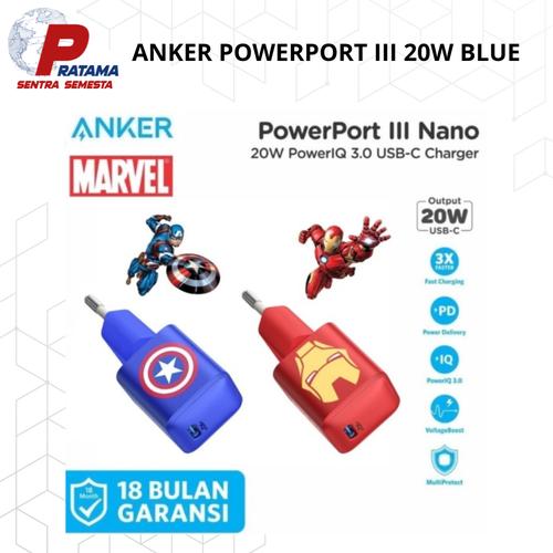 Jual Adapter Anker Marvel Series Powerport III Nano 20W - Kabel Biru ...