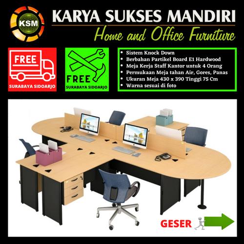 Jual KSM Meja Kerja Staf Admin Kantor 4 Orang Workstation Sekat (Meja ...