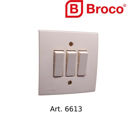 Jual SAKLAR LAMPU TRIPLE TIGA 3 SWITCH BROCO STANDARD CREAM 6613 INBOW ...