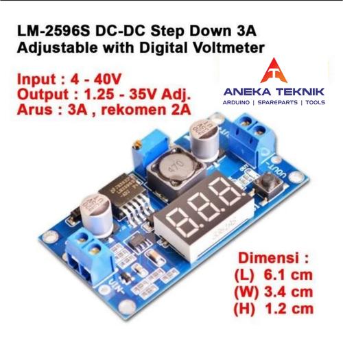 Jual Step Down 3A LM2596S with Digital Voltmeter 1,25V-35V adjustable ...