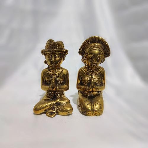 Jual Patung Logam Kuningan Balinese Couple Dekorasi Hiasan Adat Bali ...