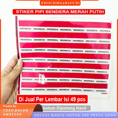 Jual Stiker pipi merah putih / sticker pipi bendera Indonesia / stiker ...