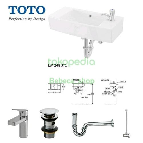 Jual Wastafel TOTO LW 248 JT1W/F Comp Set Kran Dingin TX109LRS Packing Kayu - Jakarta Selatan ...