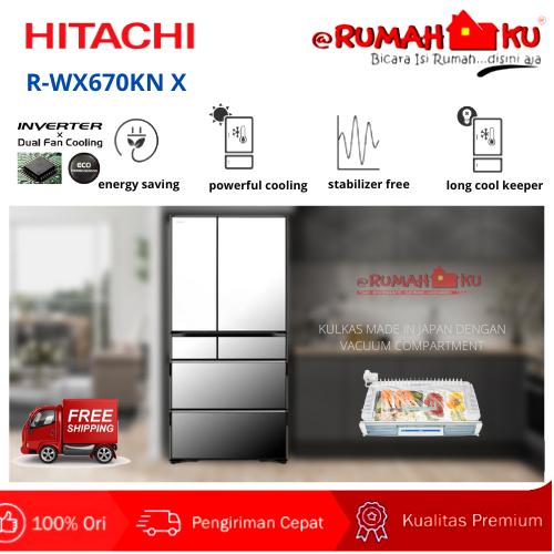Promo Kulkas HITACHI R-WX670KN X Crystal Mirror 525L RWX670 KN X Cicil ...