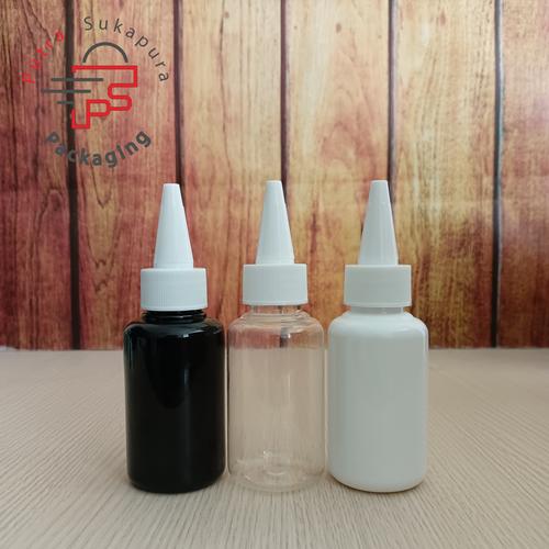 Jual BOTOL KERUCUT 60ML PET / BOTOL TINTA 60ML TUTUP PUTIH - Putih ...