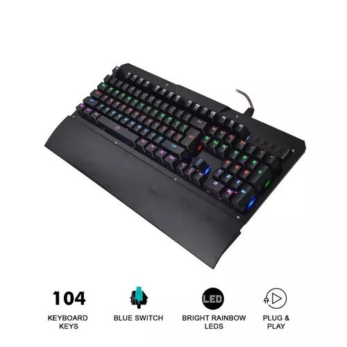 Jual Keyboard Gaming Mechanical RGB Backlight LED Blue Switch Full Size ...